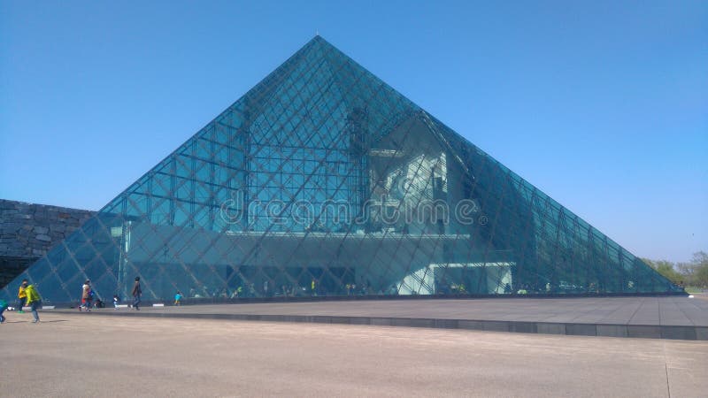 The glass pyramid in Japan editorial image. Image of blue - 263125665