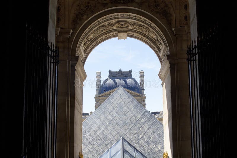 Glass Pyramid through One of Gates Editorial Photography - Image of ...