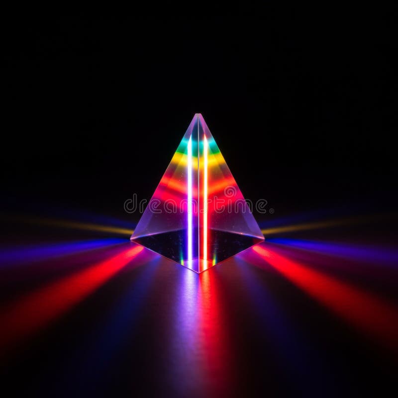 Glass Pyramid Prism Refracting Colorful Light Rays Stock Illustration ...