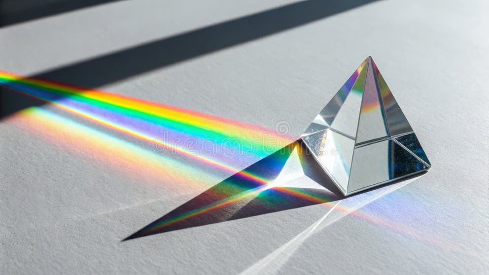 Glass Pyramid Prism Refracting Rainbow Light, Optics, Spectrum Stock ...