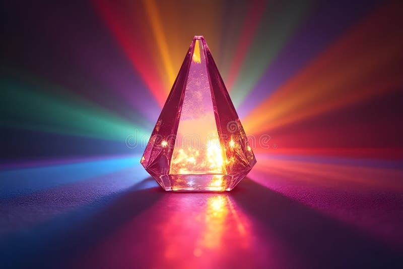 Glass Pyramid Refracting Multicolored Light Beams Creating a Vibrant ...