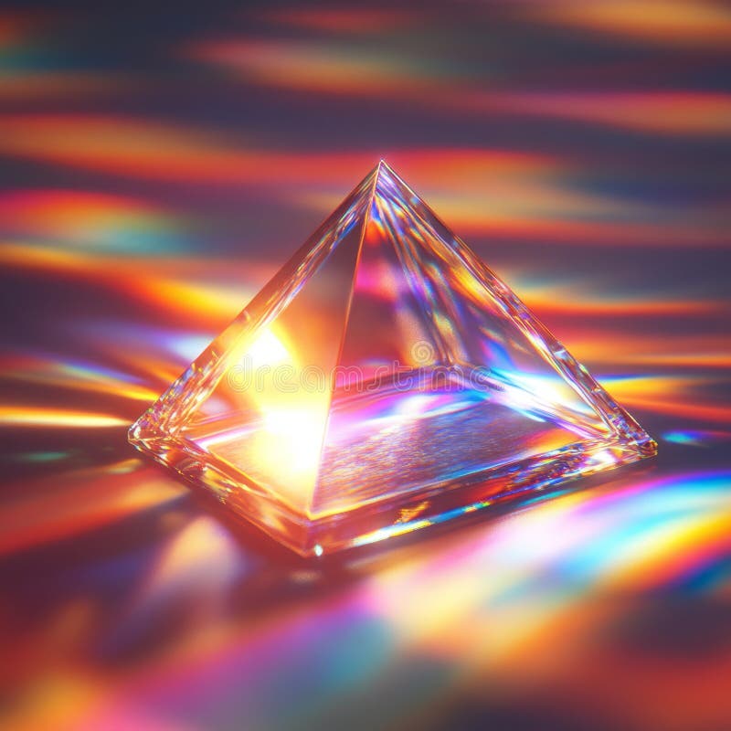 A Glass Pyramid Refracts Light, Creating a Colorful Display. Stock ...