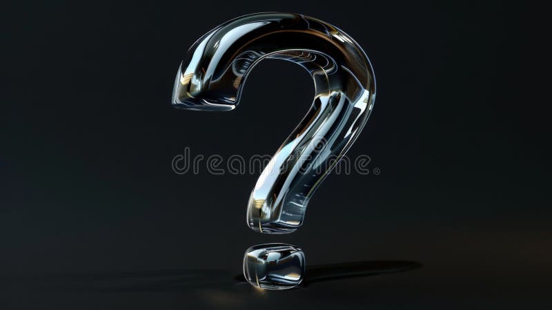 A Glass Question Mark is Shown on a Black Background, 3d Illustrator ...