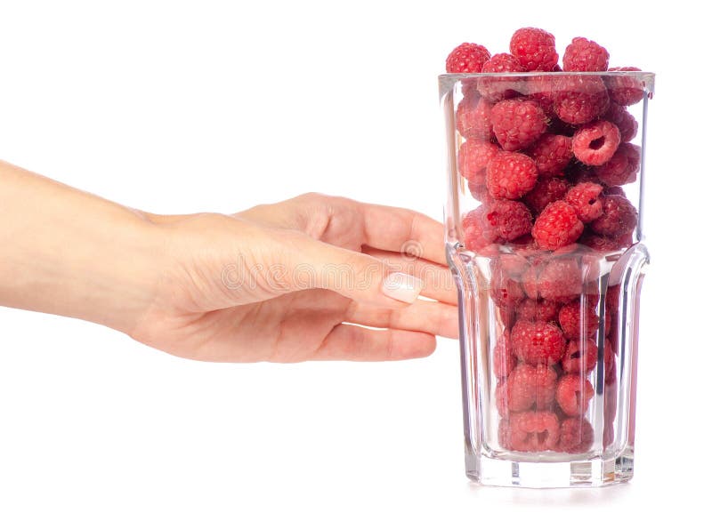 A Glass of Raspberries in a Hand Stock Image - Image of mint, meal ...