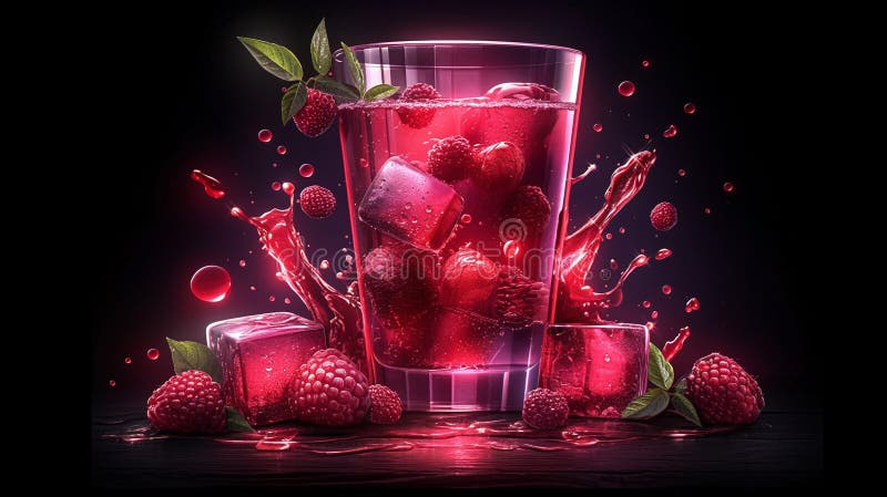 Raspberry drink splash stock illustration. Illustration of cold - 323572474