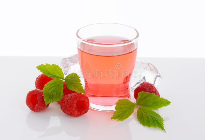 Glass of Raspberry Flavored Water Stock Photo - Image of berries, white ...