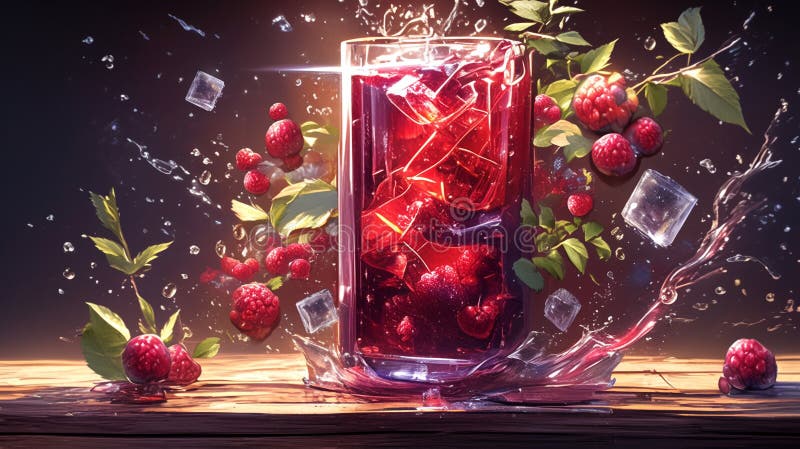Raspberry iced tea splash stock illustration. Illustration of natural ...
