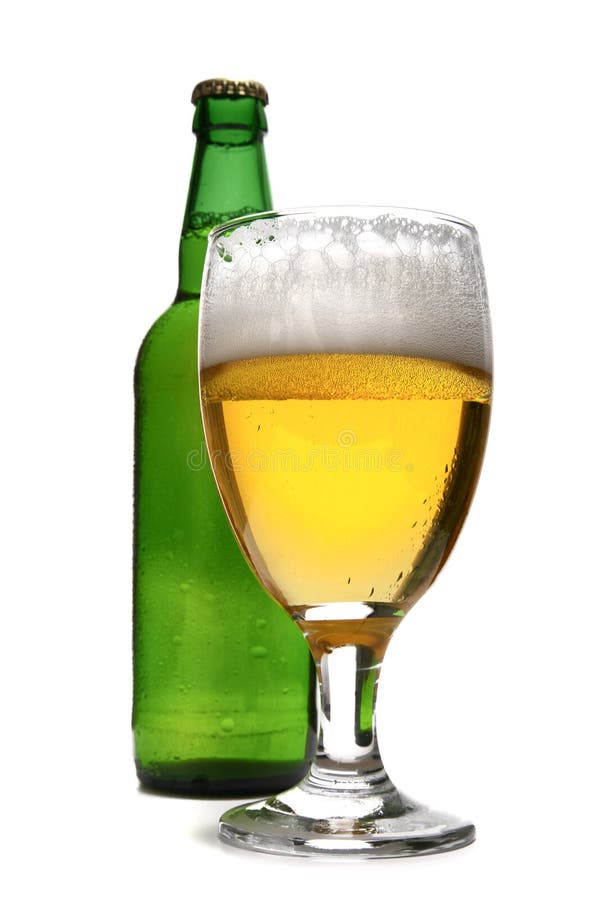 Glass of Real Beer Isolated on White Background Stock Image - Image of ...