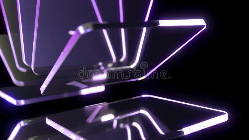 Glass Rectangle Boxes Rotate on Black Bg 3d Stock Illustration ...