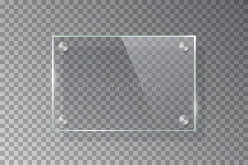 Glass Rectangle Plate Isolated on Transparent Background. Vector ...