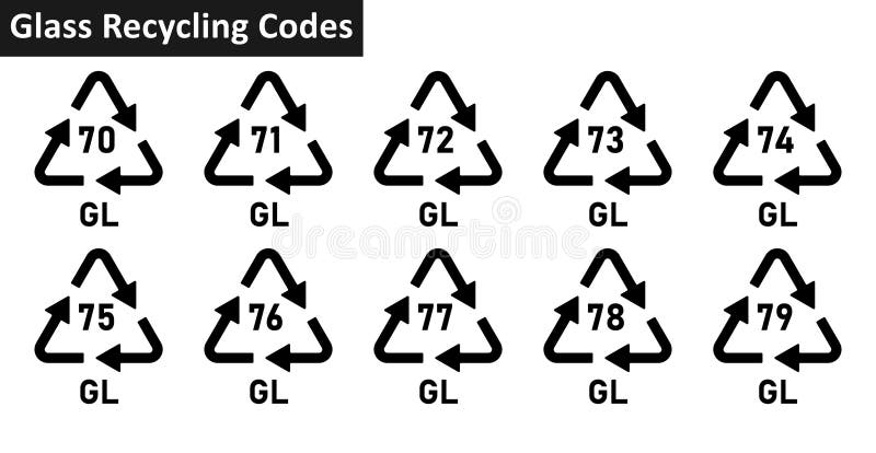 Glass Recycle Code Icon Set Stock Vector - Illustration of trash ...