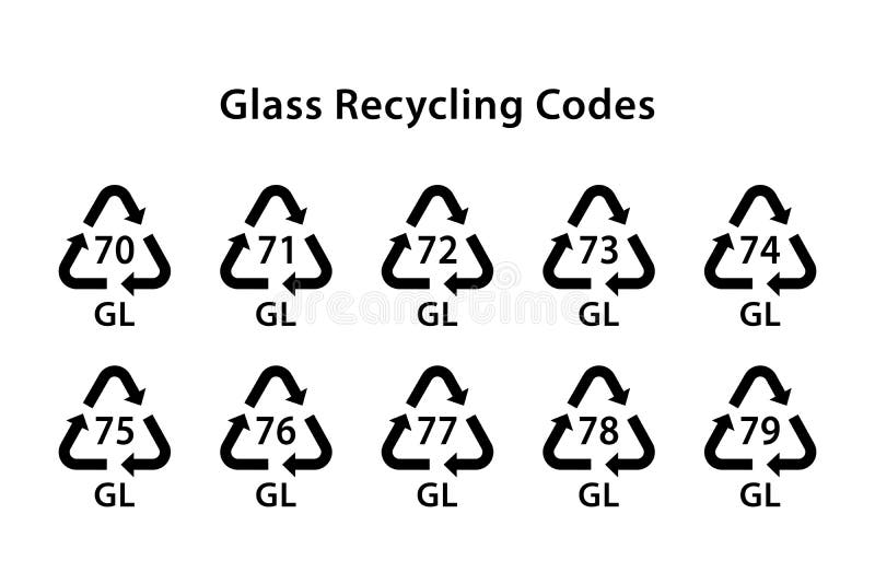 Glass Recycling Code GL 70, Mixed Glass Recycle Symbol, Identification ...
