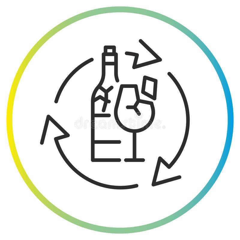 Glass Recycling Icon, Waste Sorting from Glass, Process Recycle Garbage ...