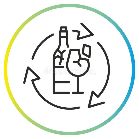 Glass Recycling Icon, Waste Sorting from Glass, Process Recycle Garbage ...