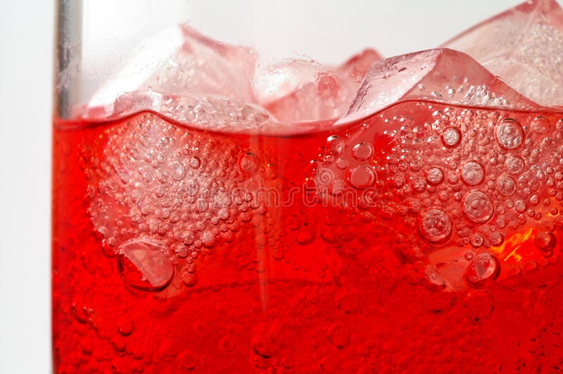 Glass of Red Drink with Ice Cl Stock Photo - Image of liquid, syrup ...