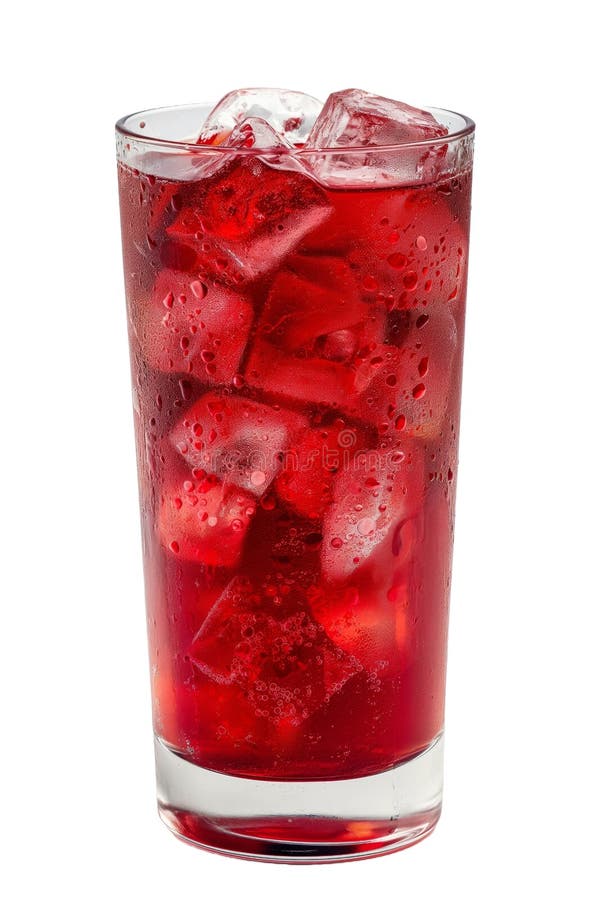 A Glass of Red Drink with Ice Cubes in it. the Drink is Cold and ...