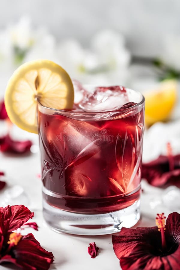 A Glass of Red Drink with Ice Cubes in it. the Drink is Cold and ...