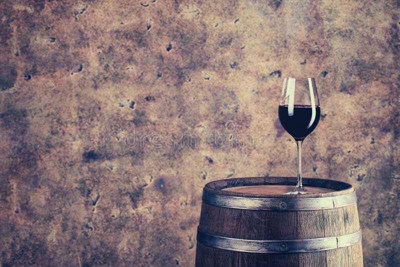 Glass of Red Wine on Barrel Stock Image - Image of holiday, grape: 81549203