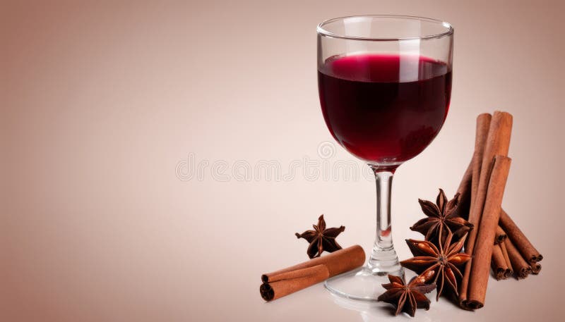 A Glass of Red Wine with Cinnamon Sticks Stock Illustration ...