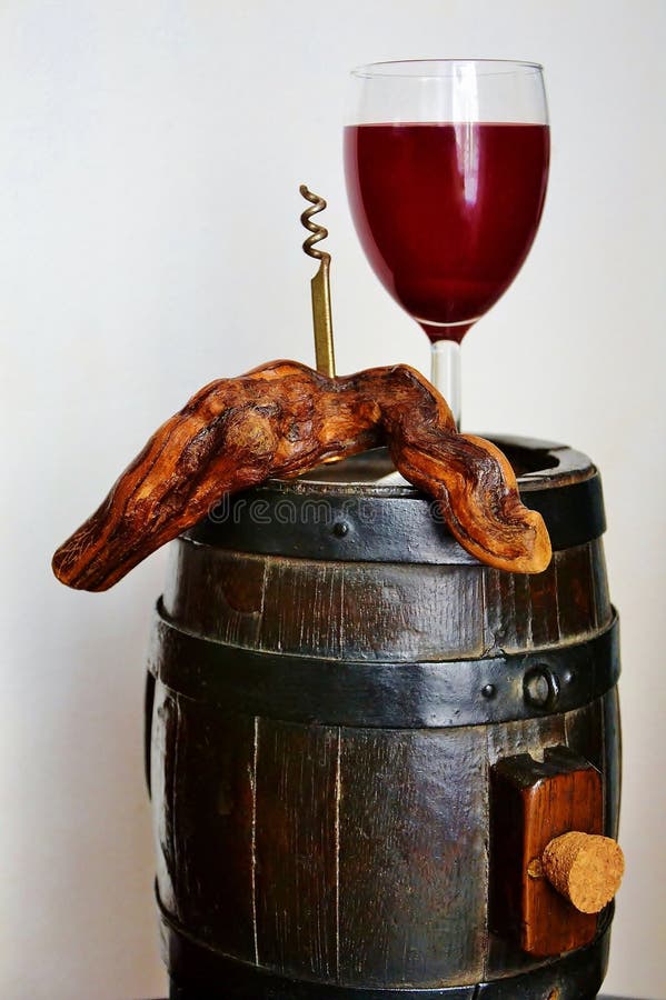 Glass of Red Wine and Corkscrew Stock Image - Image of tableware ...