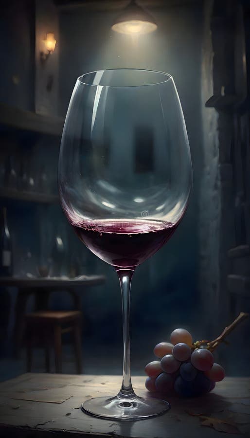 Glass of Red Wine on a Rustic Table, Generative AI Stock Illustration ...