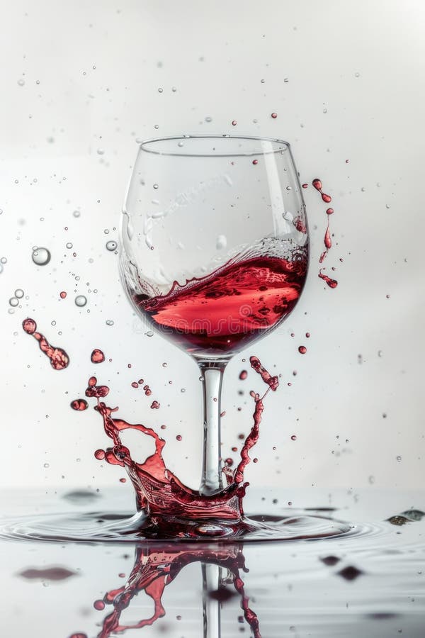 A Glass of Red Wine with a Splash of Water. Suitable for Wine Tasting ...