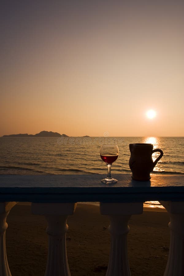 Glass of Red Wine at Sunset Stock Image - Image of evening ...