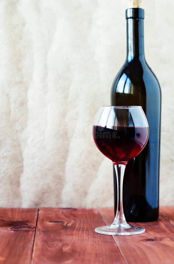 Glass of Red Wine on a Wooden Table Stock Photo - Image of rustic ...