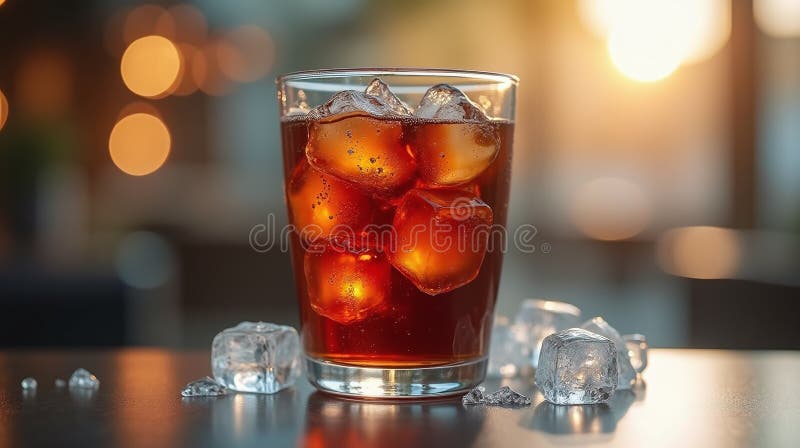 Glass of Refreshing Cold Brew on Table, Illuminated by Ambient Lighting ...