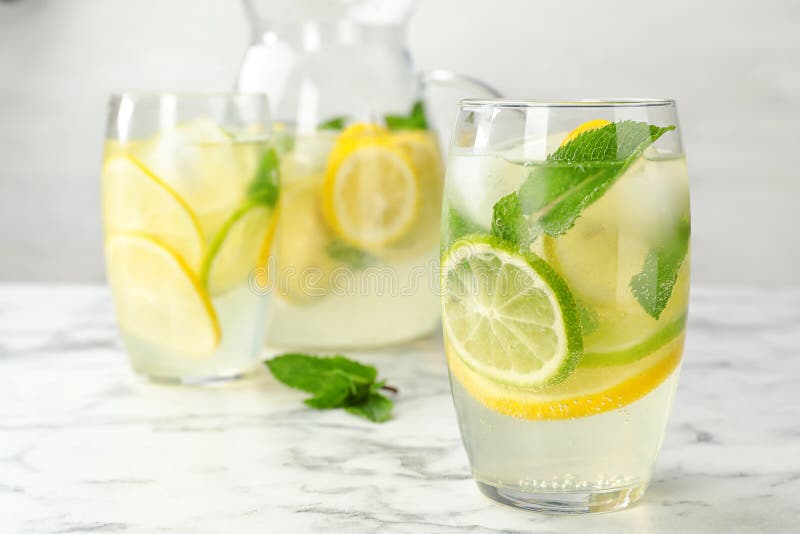 Lemonade on Marble Background Stock Photo Stock Photo - Image of ...