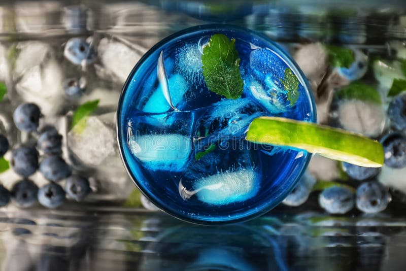 Glass of Refreshing Summer Cocktail, Top View Stock Photo - Image of ...