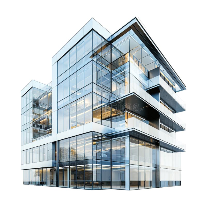 Glass Residential Office Building on Transparent Background - Ai ...