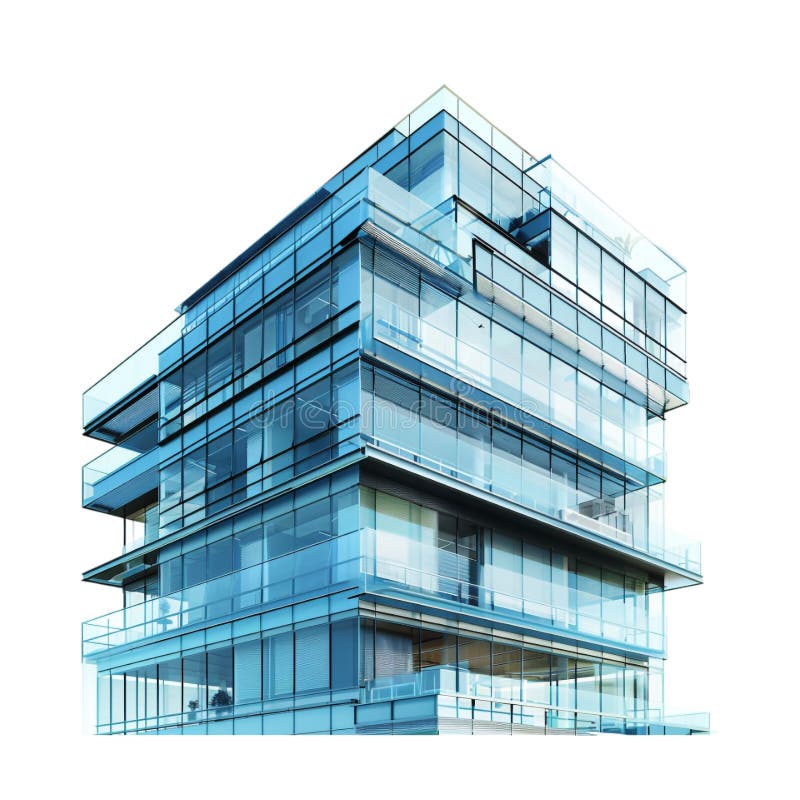 Glass Residential Office Building on Transparent Background - Ai ...