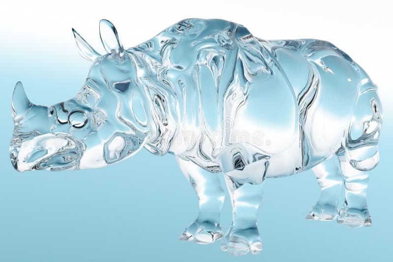 Glass Rhino stock photo. Illustration of render, summer - 44516814