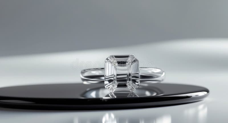 Glass Ring Placed on a Reflective Surface Displaying Intricate Design ...