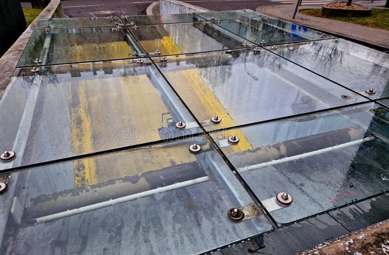 Glass Roof Above the Exit from the Underground Garage. Stock Image ...