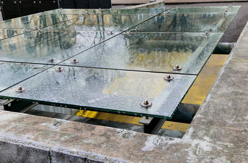 Glass Roof Above the Exit from the Underground Garage. Stock Photo ...