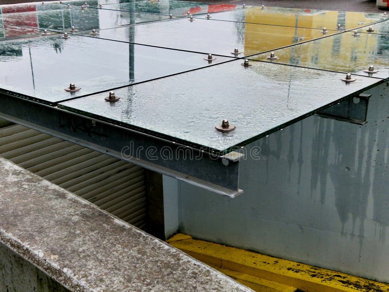 Glass Roof Above the Exit from the Underground Garage. Stock Photo ...
