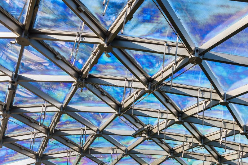 Glass Roof of Building with Views of the Sky Stock Photo - Image of ...