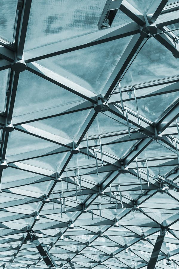Glass Roof of Building with Views of the Sky Stock Image - Image of ...