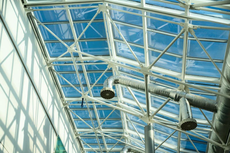 Glass Roof Consisting of Double-glazed Windows and Metal Structures ...
