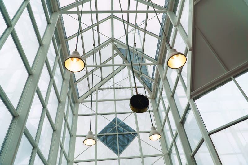 Glass Roof Structure, Metal Frame Ceiling Inerior, Modern Design ...