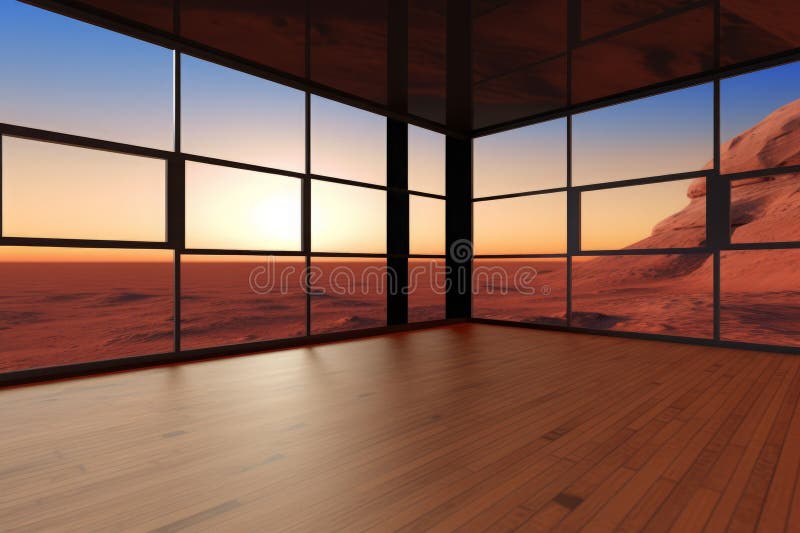 Glass Room Red Planet. Generate Ai Stock Photo - Image of interior ...