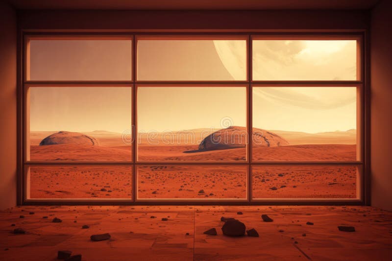 Glass Room Red Planet Windows. Generate Ai Stock Photo - Image of home ...