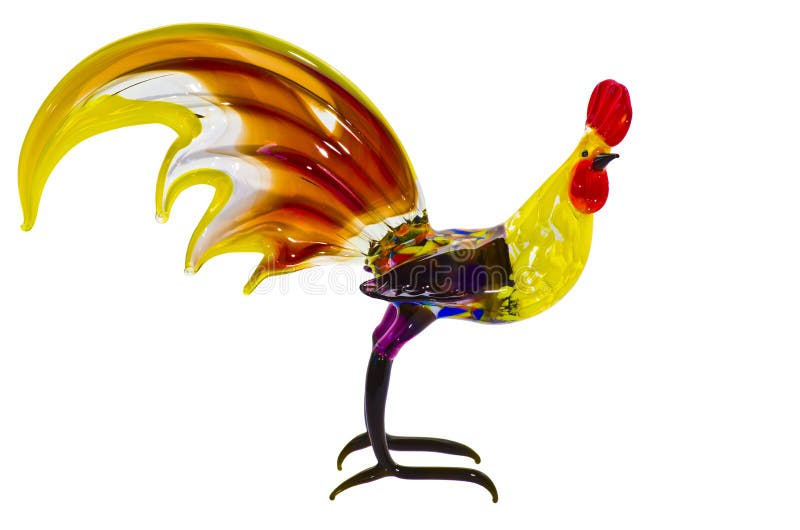 Glass Rooster on a White Background Stock Photo - Image of small ...