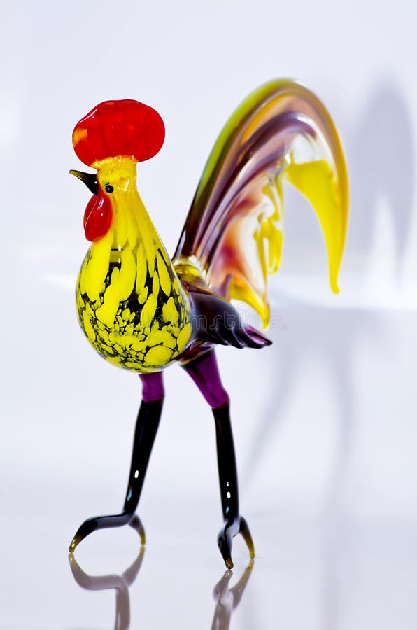 Glass Rooster on a White Background Stock Photo - Image of little ...