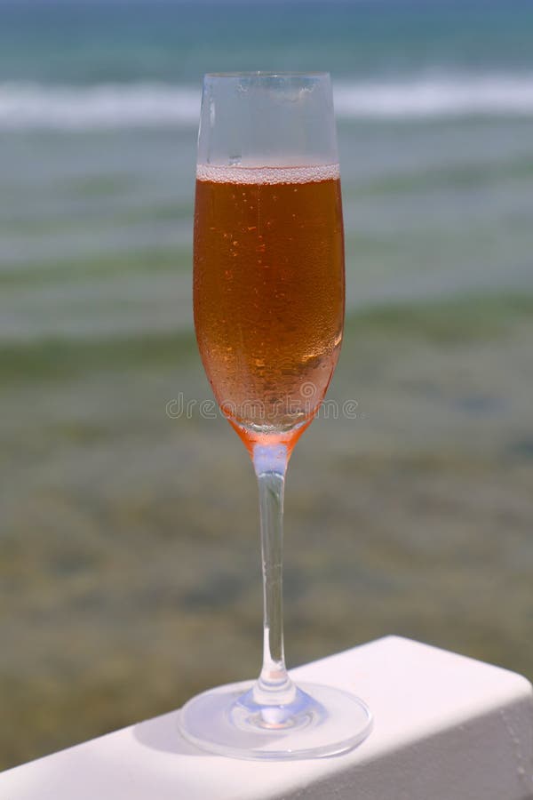 Glass With Rose Champagne Stock Image Image Of Ocean 42640025