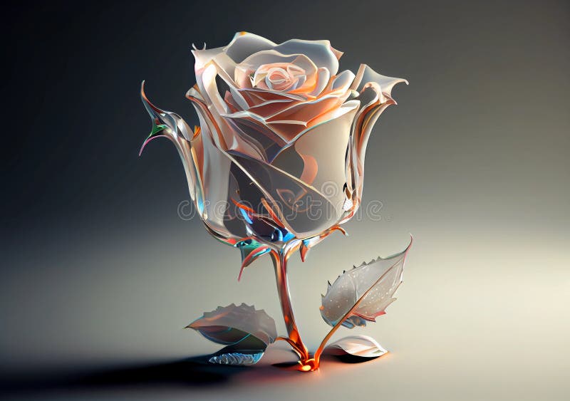 Glass Rose Flower on a Uniform Background. Stock Illustration ...