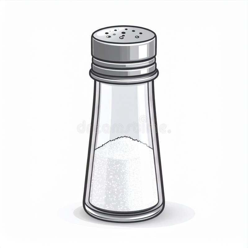 Glass Salt Shaker with Metal Lid on White Background Stock Illustration ...