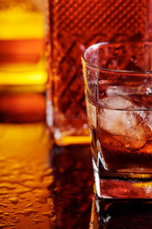 Glass of Scotch Whiskey with Natural Ice . Stock Photo - Image of ...